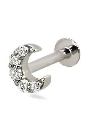 LARK & BERRY 14kt White Gold Mini Moon Diamond Stud Earring - Silver