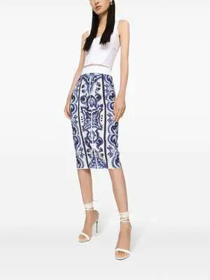 Dolce & Gabbana Majolica-print Midi Skirt - Blue