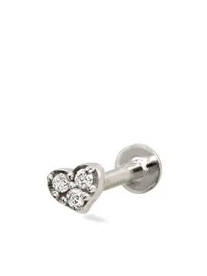 LARK & BERRY 14kt White Gold Mini Heart Diamond Stud Earring - Silver