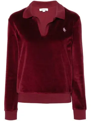 SPORTY & RICH Src Velour Polo Top