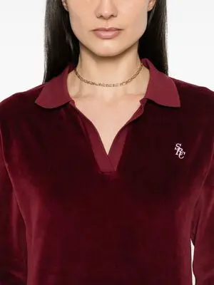 SPORTY & RICH Src Velour Polo Top
