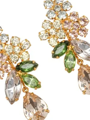 JENNIFER BEHR 18kt Gold Plated Bouquet Crystal Drop Earrings - Green