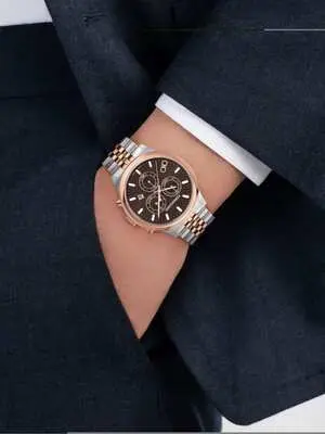 FERRAGAMO Duo Chronograph Stainless Steel And Rose Gold-plated Watch - Brown