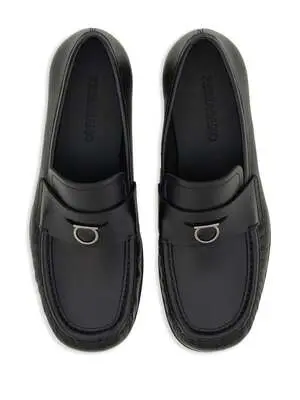 FERRAGAMO Gancini-plaque Leather Loafers
