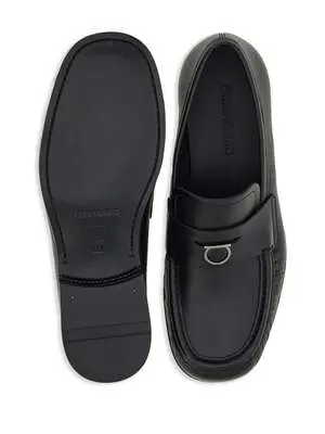 FERRAGAMO Gancini-plaque Leather Loafers