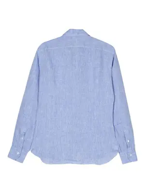 BARBA NAPOLI Long-sleeve Linen Shirt - Blue