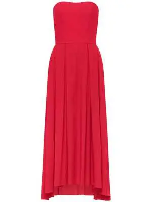 Azeeza Ezra Strapless Silk Midi Dress - Red