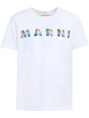 Marni Gingham Logo-print Cotton T-shirt