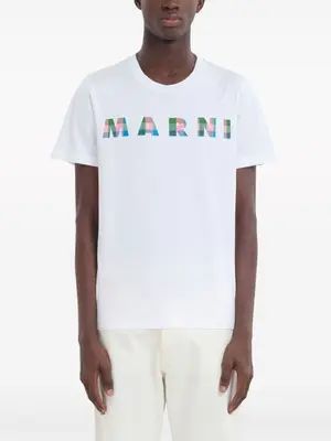 Marni Gingham Logo-print Cotton T-shirt