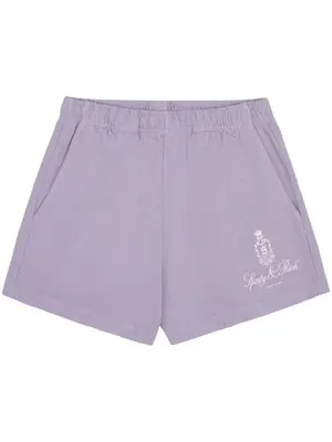 Sporty & Rich Vendome Logo-embroidered Shorts - Purple