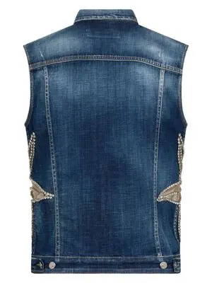 Dsquared2 Star-appliqué Embellished Denim Vest