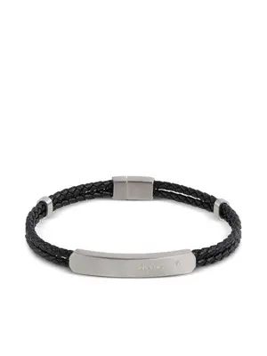 AGNÈS B. Logo-engraved Leather Bracelet - Silver
