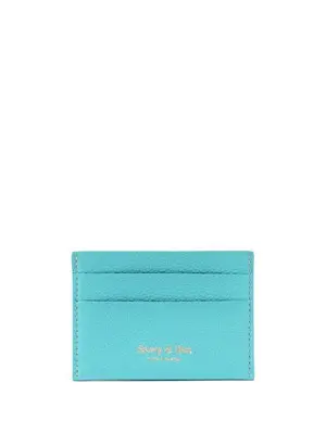 SPORTY & RICH Logo-embroidered Leather Cardholder - Blue