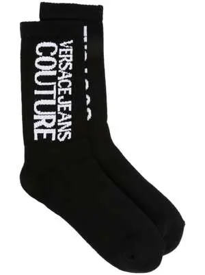 Versace Intarsia-knit Logo Socks - Black