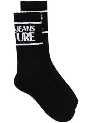 Versace Intarsia-knit Logo Socks - Black
