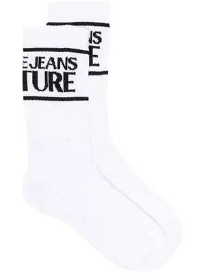Versace Intarsia-knit Logo Socks - White