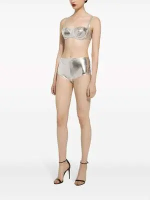 Dolce & Gabbana Metallic Balconette Bra - Silver