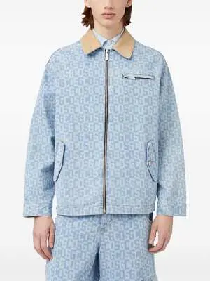 Gcds Monogram-print Denim Jacket - Blue