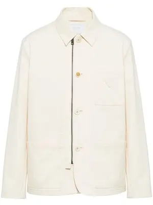 Prada Herringbone Cotton Shirt Jacket - Neutrals