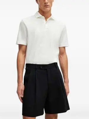 BOSS Cotton-linen Mélange Polo Shirt - White