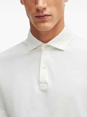 BOSS Cotton-linen Mélange Polo Shirt - White