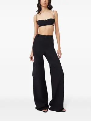 Gcds High-waisted Gabardine Cargo Trousers
