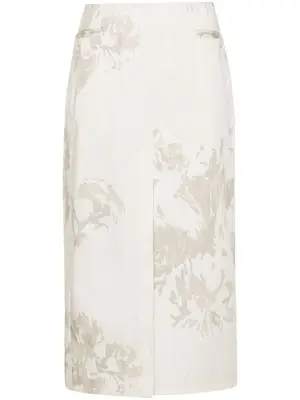 Remain Birger Christensen Floral-print Midi Skirt - Neutrals