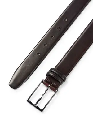 BOSS Carmello Vegetable-tanned Leather Belt With Gunmetal Hardware - Brown