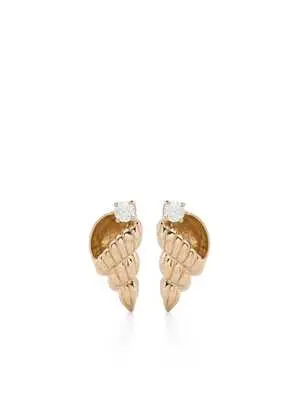 Yvonne Léon 9kt Yellow Nautilus Diamond Stud Earrings - Gold
