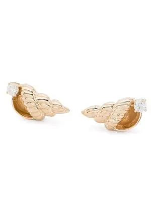 Yvonne Léon 9kt Yellow Nautilus Diamond Stud Earrings