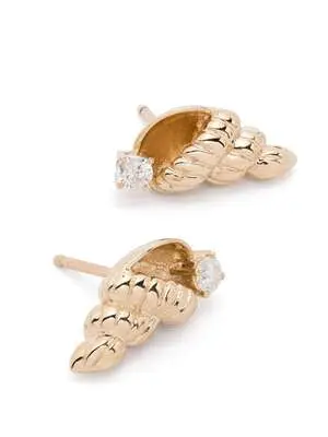 Yvonne Léon 9kt Yellow Nautilus Diamond Stud Earrings