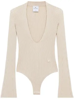 COURREGES Ribbed-knit Bodysuit - Neutrals