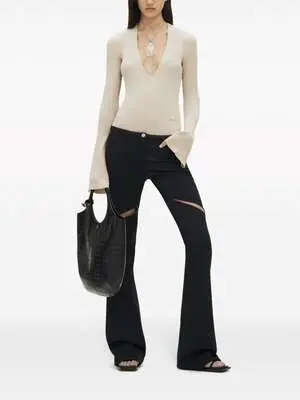 COURREGES Ribbed-knit Bodysuit - Neutrals