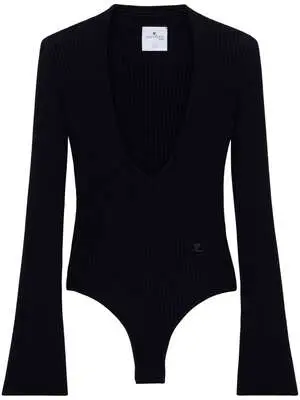 COURREGES Ribbed-knit Bodysuit - Black
