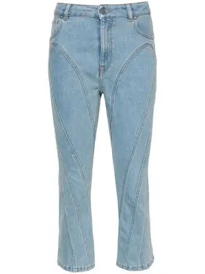 MUGLER High-rise Cropped Jeans - Blue