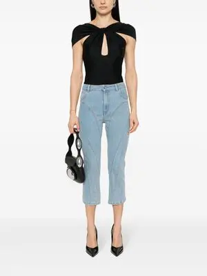 MUGLER High-rise Cropped Jeans - Blue