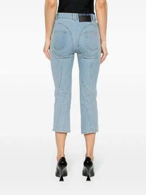 MUGLER High-rise Cropped Jeans - Blue