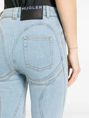 MUGLER High-rise Cropped Jeans - Blue