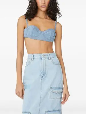 Gcds Logo-embellished Denim Bustier Top
