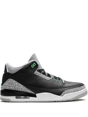 JORDAN Air 3 Retro Green Glow Sneakers - Black