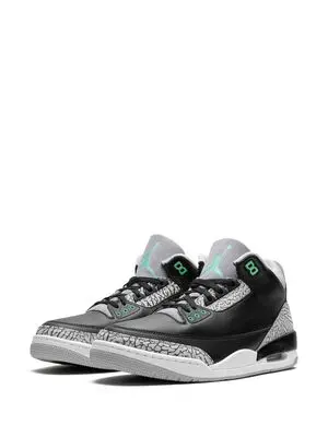 JORDAN Air 3 Retro Green Glow Sneakers - Black