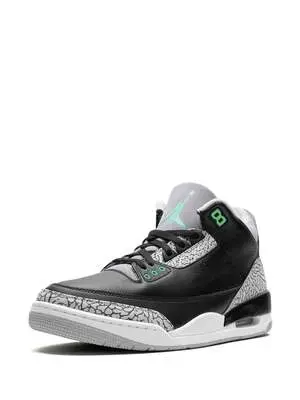JORDAN Air 3 Retro Green Glow Sneakers - Black