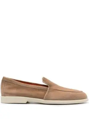 Santoni Almond Suede Loafers - Brown