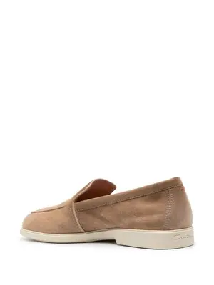 Santoni Almond Suede Loafers - Brown