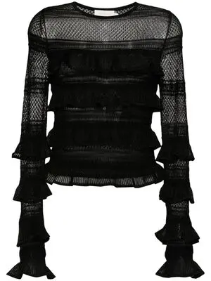 Zimmermann Natura Frill Ruffled Top - Black