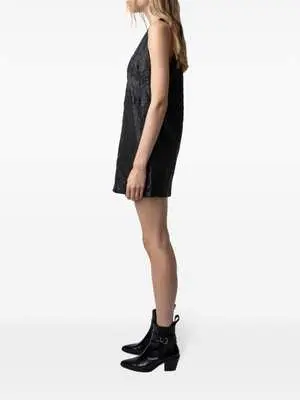 Zadig&Voltaire V-neck Leather Minidress