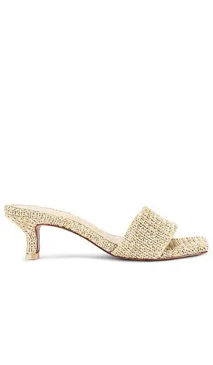 Cult Gaia Raffia Square Toe Kitten Heel Sandals - Natural