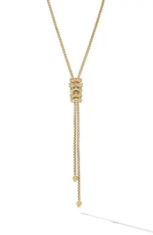 David Yurman Stax Zig Zag Y Necklace With Diamonds - 18k Yellow Gold