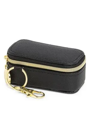 Nordstrom Mini Travel Jewelry Case Key Chain - Black Saffiano