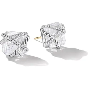 David Yurman Cable Wrap Stud Earrings - Sterling Silver/crystal